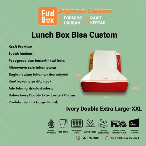 Jual Paper Lunch Box Kertas Custom Packaging Makanan Warna Cetak Logo ...