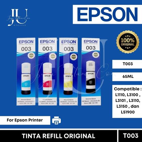 Promo Tinta Epson 003 Original Refill Ink Printer L3110 L3150 - Biru ...