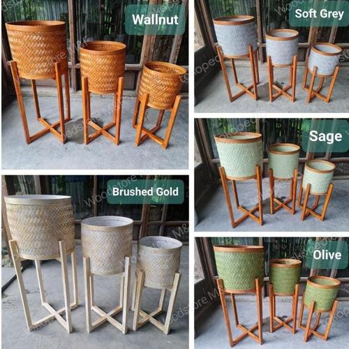 Jual STANDING POT STANDING KAYU MAHONI KAYU PINUS STANDING NATURAL ISI ...
