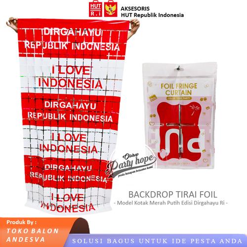 Jual tirai foil Kotak merah putih dirgahayu ri / backdrop kotak kotak ...