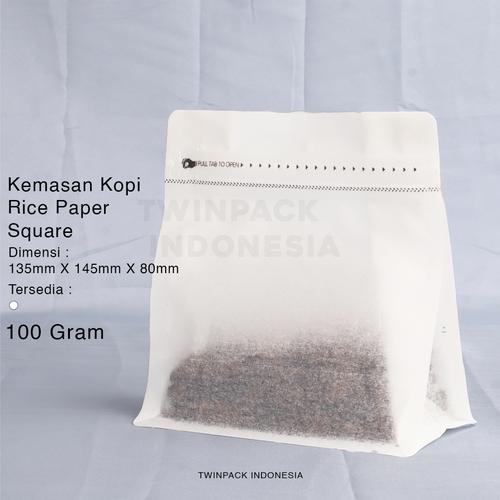 Jual Kemasan Kopi 100 Gram Rice Paper Flat Bottom Square Packaging Kopi ...