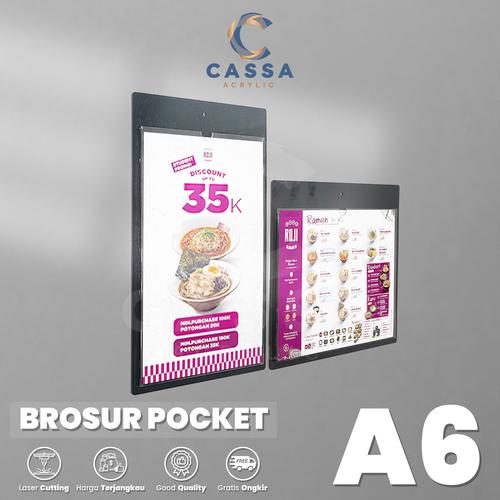 Promo Akrilik Tempat Brosur Pocket Frame Dinding Hitam- Ukuran A6 ...