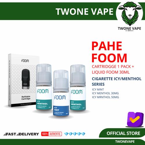 Jual PAHE Cartridge Foom X + FOOM Cigarette Icy/Menthol Series Salt Nic ...