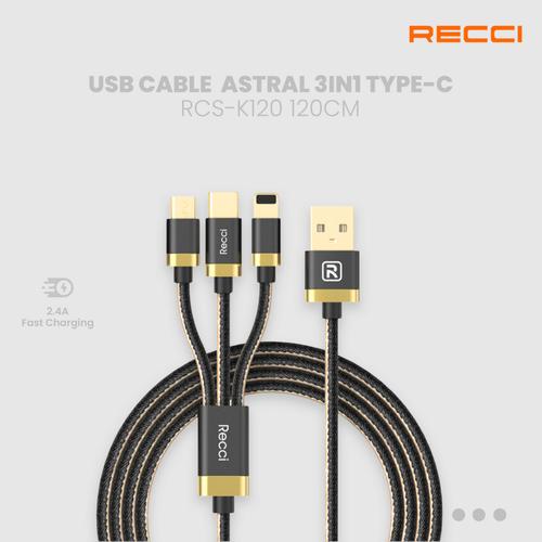 Promo Recci Usb Cable 120CM / ASTRAL 3in1 RCS-K120 / Hitam/Merah ...