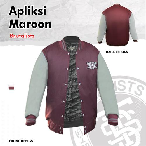 Jual Jaket Baseball Varsity jacket Pria Wanita Varity Apliksi Maroon ...