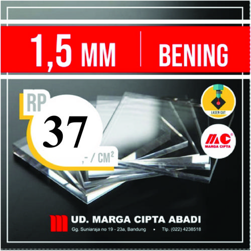 Jual Akrilik / Acrylic Lembar/Sheet 1,5mm BENING /1,5mm kecil custom ...