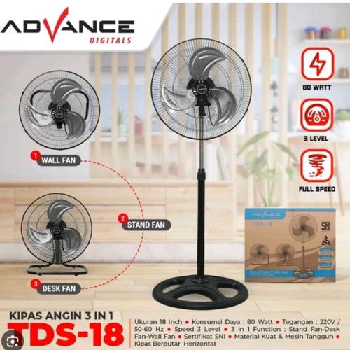 Jual ADVANCE : TDS-18 KIPAS ANGIN TORNADO BESI 3IN1 18 INCH STAND DESK ...
