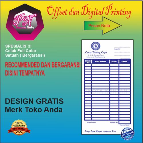 Jual Cetak Nota (4 buku) 1/4F 3 Ply Color nomor seri - Jakarta Barat ...