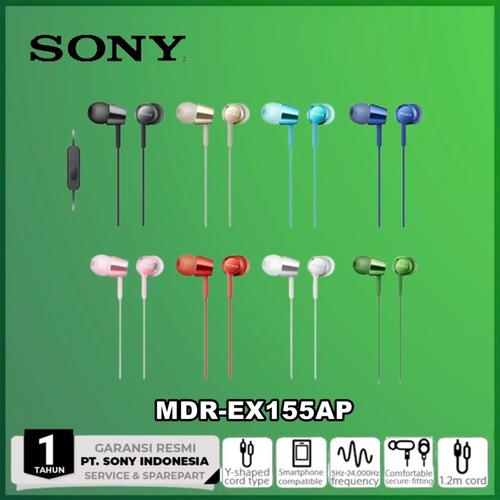 Jual Sony MDR-EX155AP Earphone Headset With Mic EX155 EX 155 AP EX155AP ...