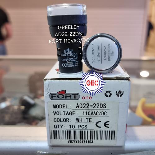 Jual AD22-22DS FORT 110VAC/DC Pilot Lamp LED 22mm Putih,Biru - Putih ...