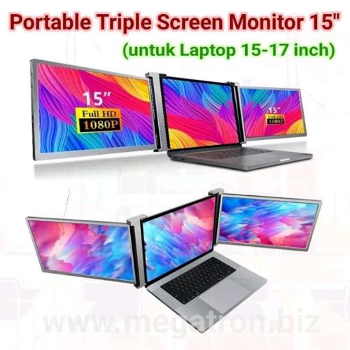 Jual Portable Triple Screen Monitor 15 inch (cocok utk laptop 15" - 17 ...