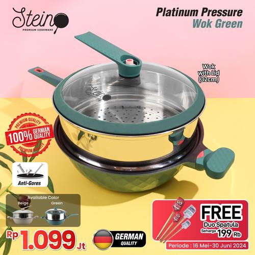 Jual Steincookware Stein Platinum Pressure Wok Cooker 32cm (ORIGINAL) - Hijau, MOPQUEEN ...