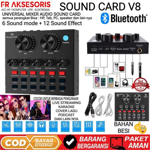 Jual Soundcard V8 Plus Bluetooth Mixer Audio Sound card V8 Bluetooth ...