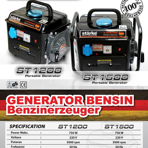 Jual Mesin Genset Generator 650 Watt 2 Tak Merk STARKE ORIGINAL ST1500 ...