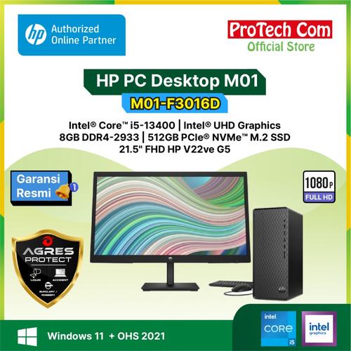 Promo PC HP Desktop M01-F3016d i5 13400/8GB/512GB SSD/21.5" FHD/W11+OHS - DDR4 8GB Cicil 0% 3x ...