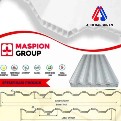 Jual Atap UPVC 2 layer alderon merek MASPION SuperROOF lebar efektif ...