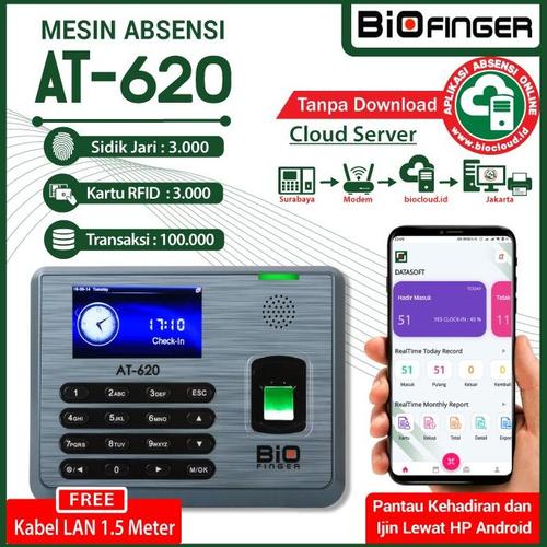 Jual Mesin Absensi Jari Kartu BioFinger AT-620 USB LAN Cloud Web Server ...