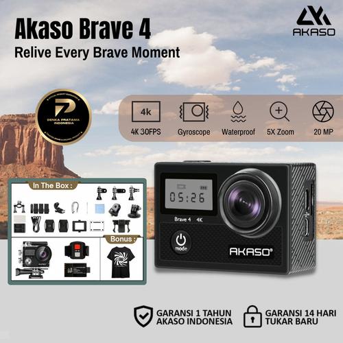 Promo Akaso Brave 4 Action Cam 4K Full HD 30fps Waterproof Action Camera with Remote - Unit Only ...