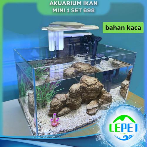 Jual LEPET Akuarium Ikan Mini 1 SET 698 Tangki Ikan Mini Dengan Filter ...