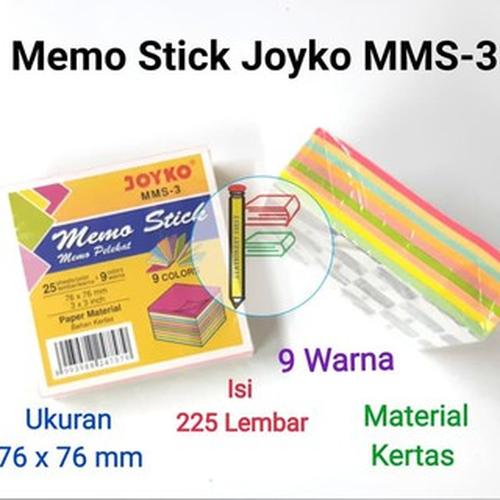 Jual Memo Stick Kertas Memo Tempel Sticky Note Joyko MMS-3 Memo 9 Warna ...