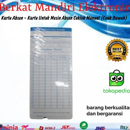Jual Kartu Absen - Kartu Untuk Mesin Absen Ceklok Manual (Coak Bawah ...