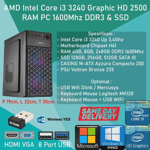 Promo CPU Rakitan BARU Intel Core i3-3240 3,4GHz PC Komputer for Office ...