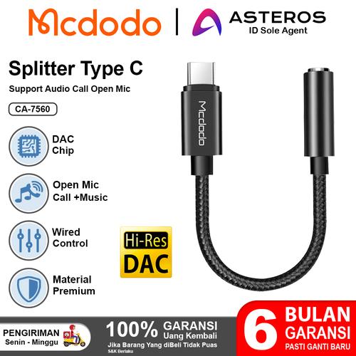 Jual MCDODO Splitter iPhone 15 Type C to Jack 3.5mm DAC Audio Call Open ...