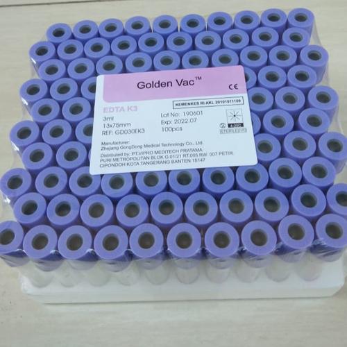 Jual Vacutainer EDTA K3 - GOLDEN VAC - 2ML GLASS - Kota Tangerang - Indo~Lab | Tokopedia