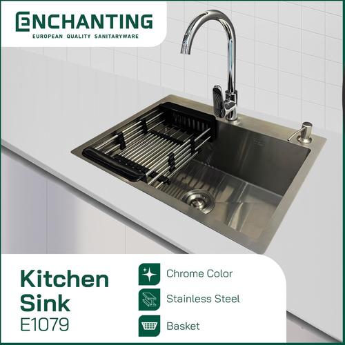 Promo ENCHANTING Kitchen Sink Stainless Steel SS 304 1 Bowl Silver ...