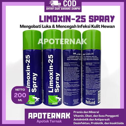 Jual LIMOXIN 25 SPRAY 200ml - Obat Luka dan Infeksi Kulit Ambing Kuku ...