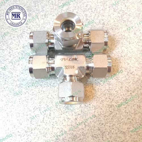 Jual Union Tee Connector Tubing SS316 OD 1/4" inch Stainless SS316 ...