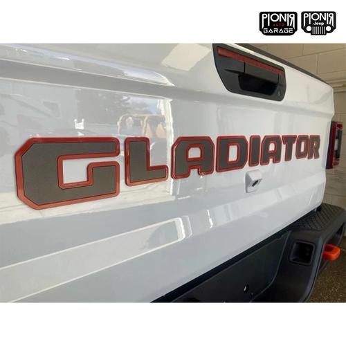 Promo Tailgate Badging Kit Red Trim Center Matte Black Jeep Gladiator ...