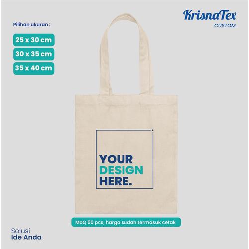 Jual Custom Tote Bag Kanvas Natural - Tas Kuliah Canvas - 35 x 40 cm ...