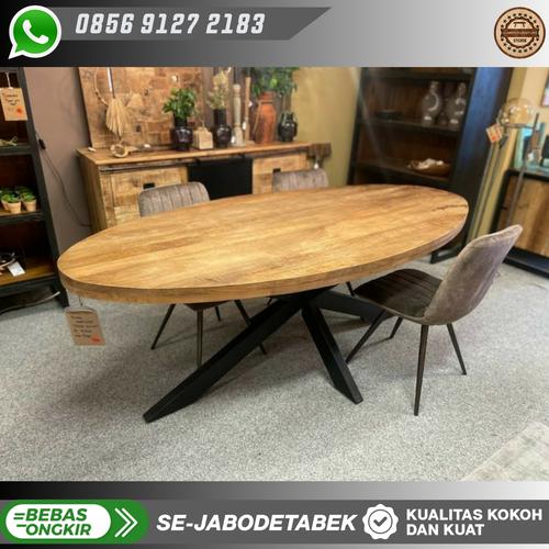 Jual Meja Meeting Oval Tebal 5 cm - Meja Oval Kayu Mahoni - Kab ...