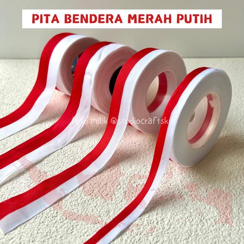 Jual Pita Merah Putih Pita Bendera Pita Kain Berbagai Ukuran - 1/2 INCH ...