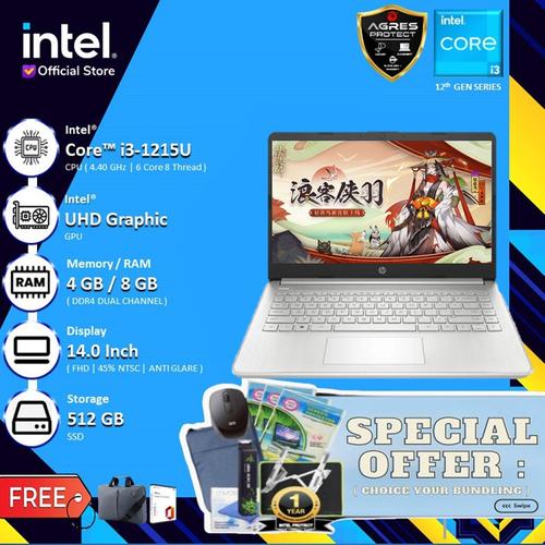 Promo Laptop HP 14s DQ5115TU - Core I3 1215U 8GB 512GB SSD 14" FHD ...