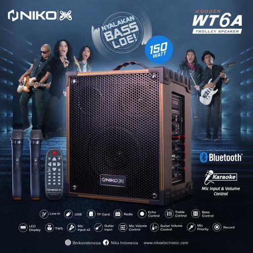 Jual Speaker Aktif Portable wireless bluetooth Niko WT 6 A ukuran 6 ...