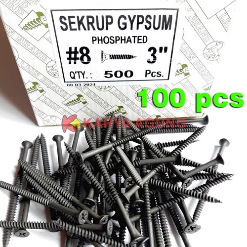 Jual Skrup Gypsum 8 x 3" 7,5 cm 100 bj / Sekrup Plafon Gipsum Hitam 3 ...