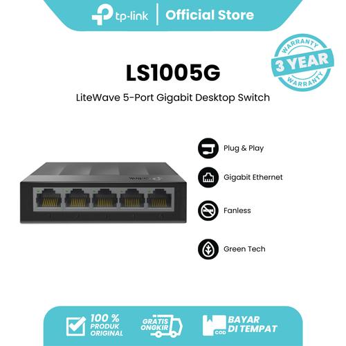 Promo TP-Link LS1005G | 5 Port Gigabit Unmanaged Switch | Desktop Ethernet Splitter | 10/100 ...