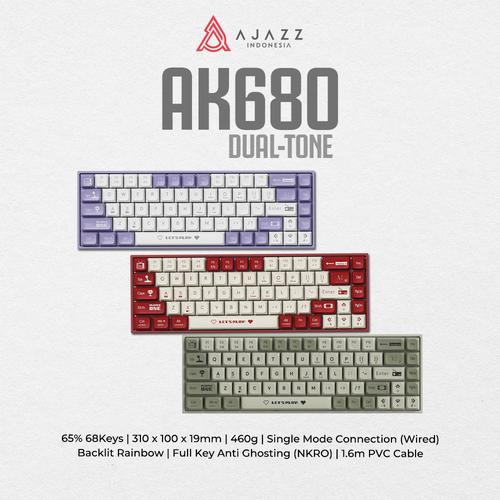 Jual Ajazz AK680 Dual Tone 65% Mechanical Keyboard Wired Rainbow Light ...