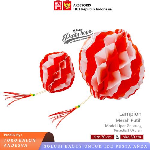 Promo pompom merah putih / honey comb merah putih / hiasan HUT RI 17 ...