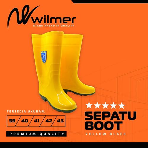 Jual Sepatu Boot Karet Safety Kuning Bot Boots Tinggi Proyek Banjir Cor ...