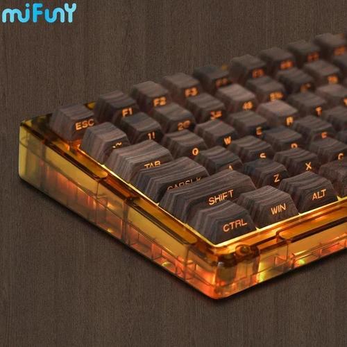 Jual Wood Keycaps Set Walnut Wood Keycap Custom Cherry Profile PBT Key ...