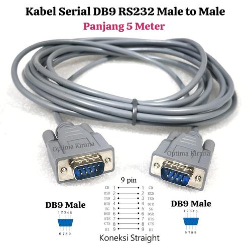 Jual Kabel Serial DB9 (RS232) Male to Male pin 9 , panjang kabel 5 ...