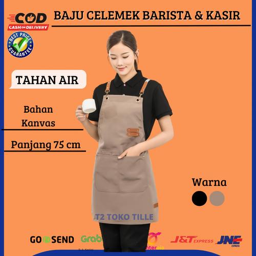 Jual Celemek Masak Apron Barista Cafe Anti Air Bahan Kanvas Dengan ...