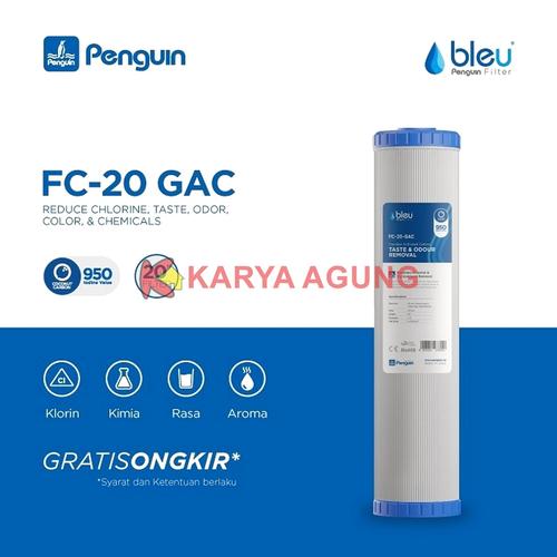 Jual Cartridge Filter Air 20" GAC BLEU PENGUIN FC-20-GAC Granular ...