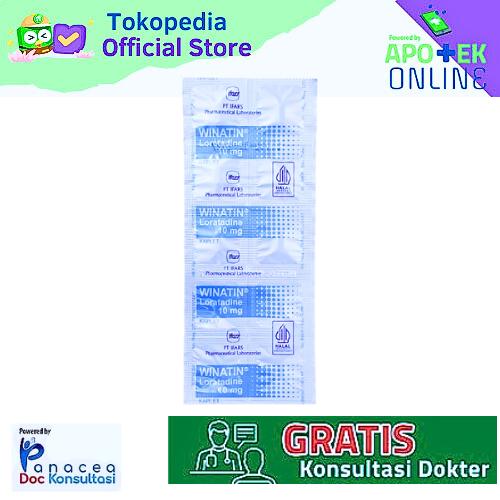 Jual WINATIN 10MG 1 STRIP 10 KAPLET alergi antihistamin Loratadine ...