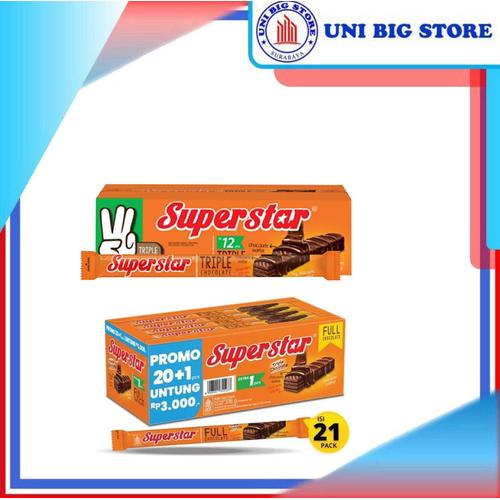 Jual Superstar Wafer Super Star Coklat Triple Chocolate 16 gr x 12 Pcs ...
