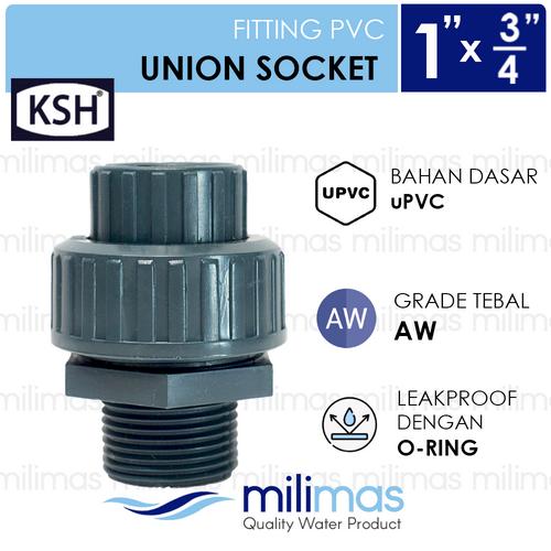 Jual KSH UNION SOCKET AW 1" x 3/4" - Fitting uPVC Watermur Sok Drat ...