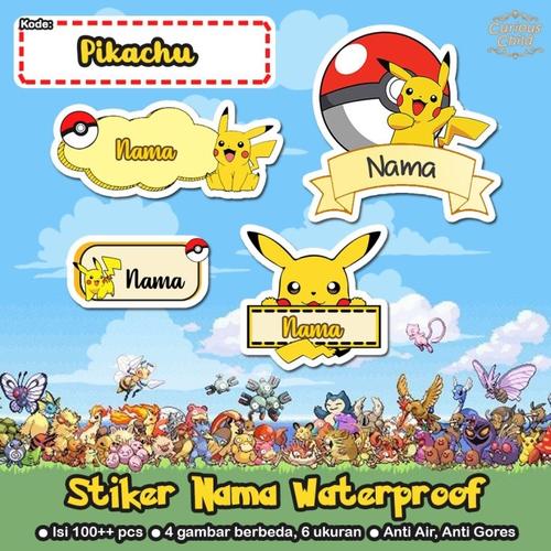 Jual [Curiouschild.label] Sticker Nama waterproof - pikachu pokemon ...